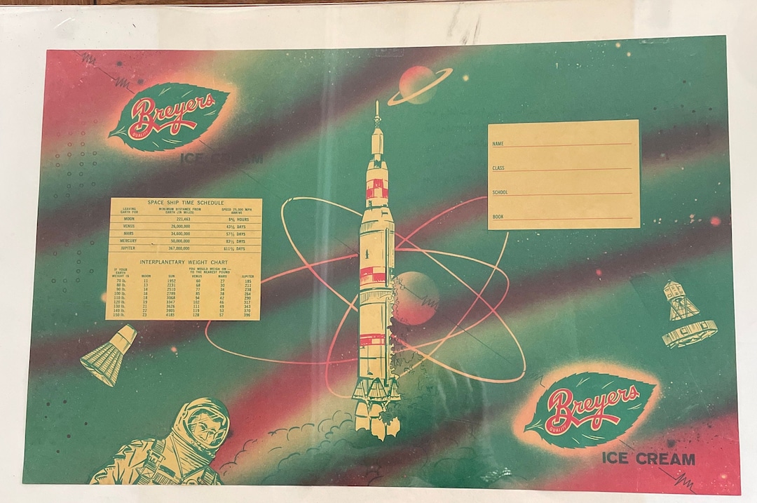 Vintage Paper Outer Space Themed Textbook Cover - Etsy
