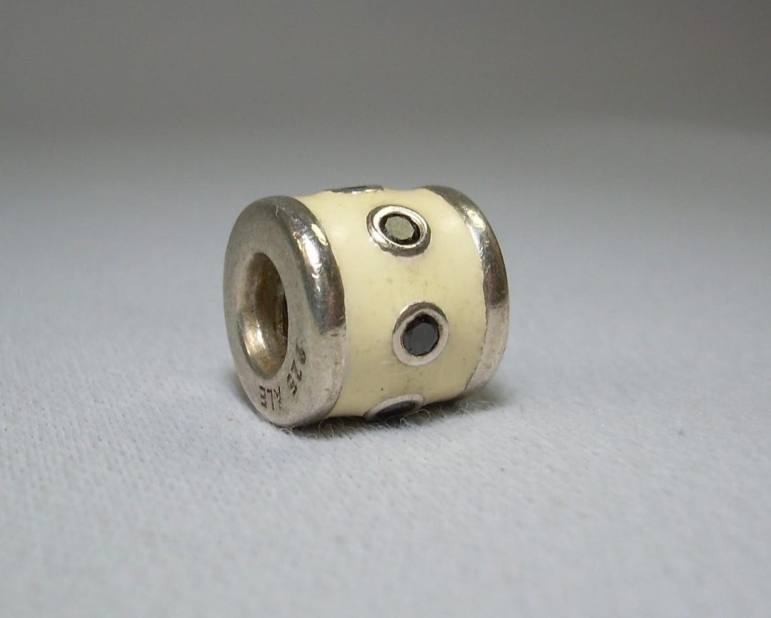 STERLING Pandora-790482en12-off White Cream Beige Promise With Black ...