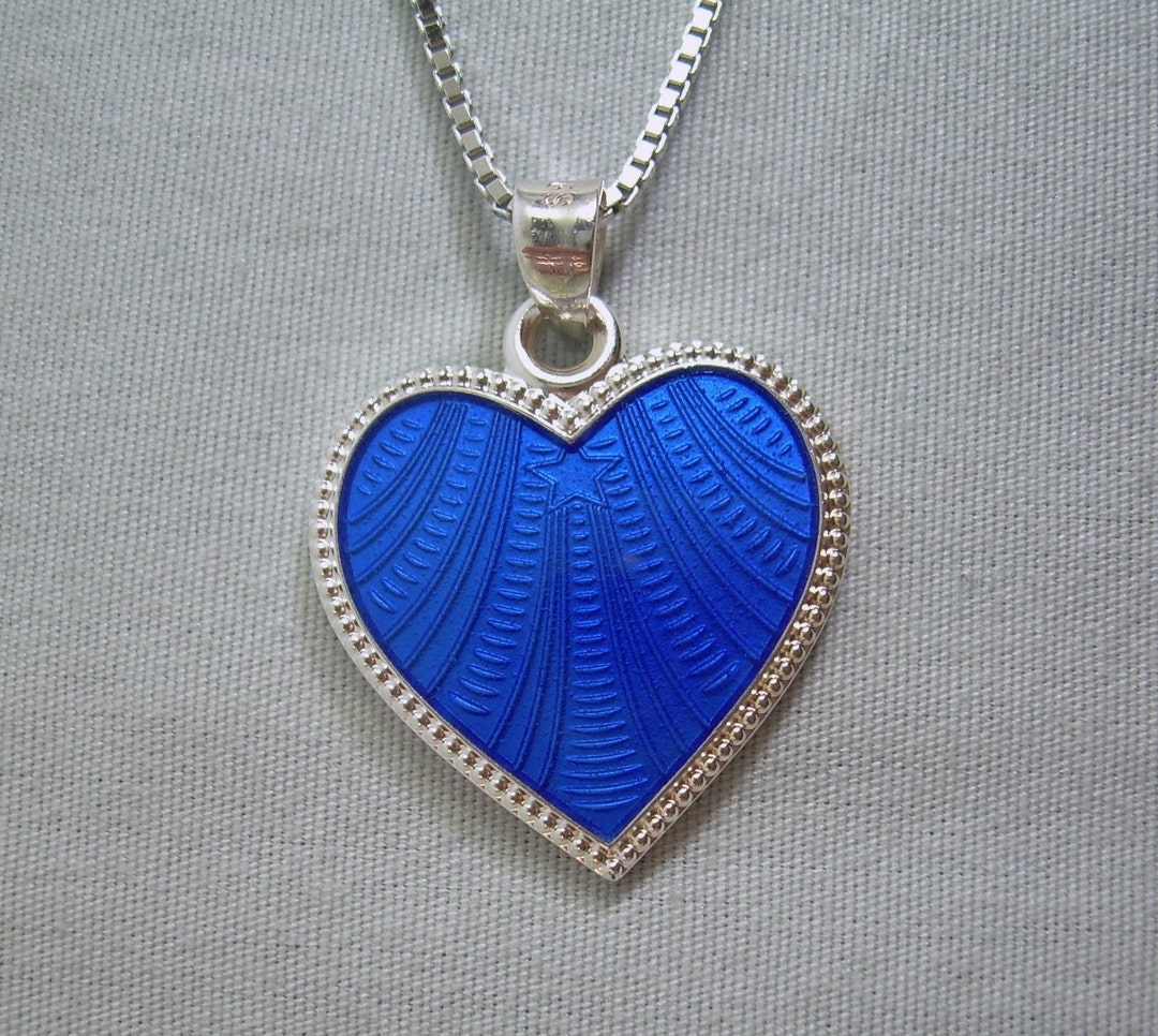 STERLING LORDS PRAYER Norwegian Heart Pendant on Chain Necklace-vintage ...