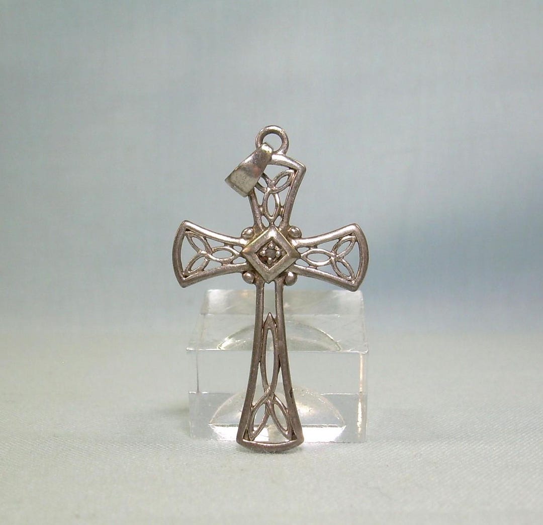 STERLING DIAMOND CELTIC Cross Charm Pendant-vintage 925 Silver-avon ...