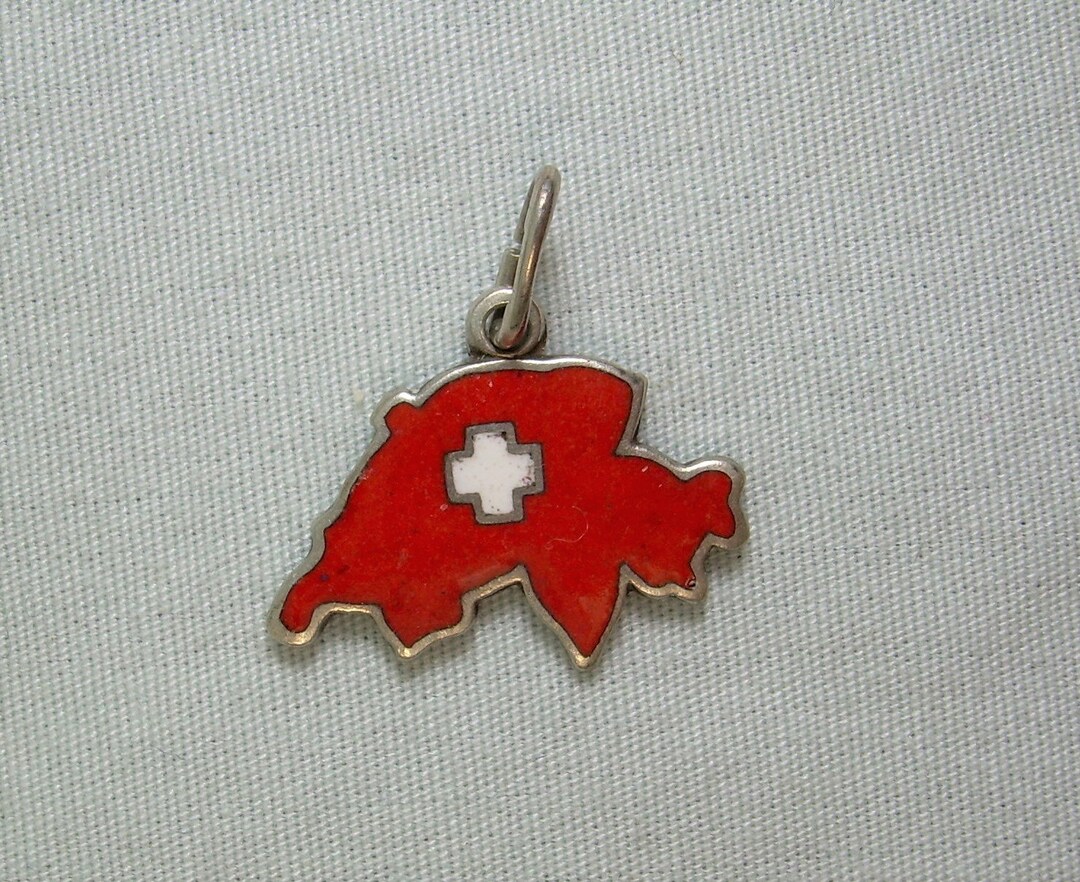 800 SILVER SWITZERLAND Land Map Charm Pendant-vintage Almost Sterling ...