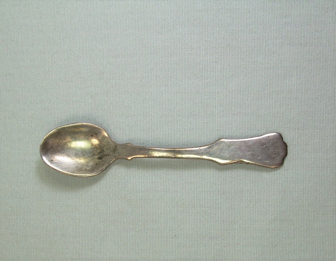 2-1/4" STERLING SALT Spoon-vintage 925 Silver-oval Bowl-scroll Top ...