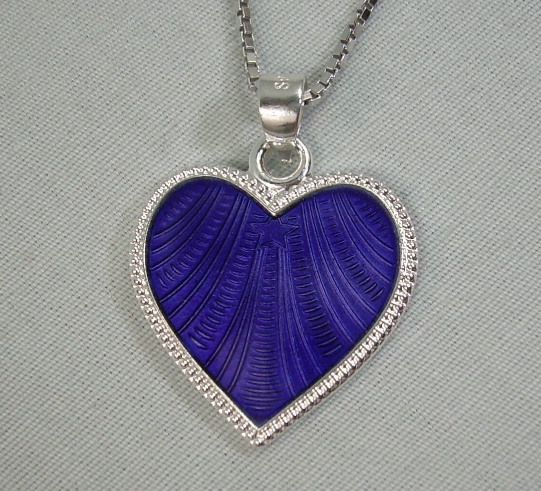 STERLING LORDS PRAYER Norwegian Heart Pendant & Chain Necklace-vintage ...