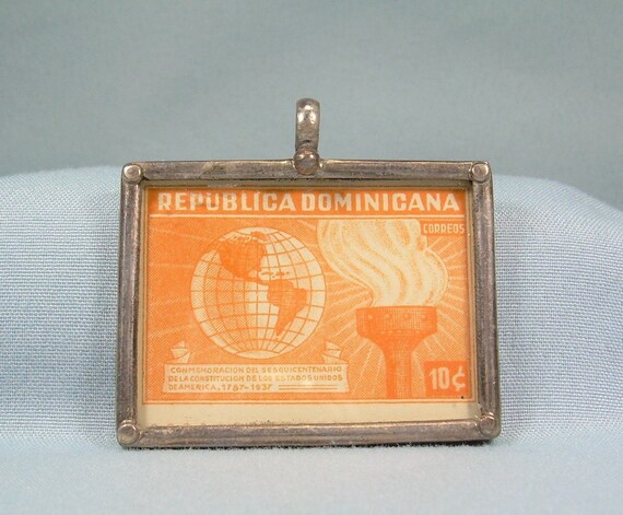 STERLING DOMINIC POSTAGE Stamp Republica Dominicana Pendant | Etsy