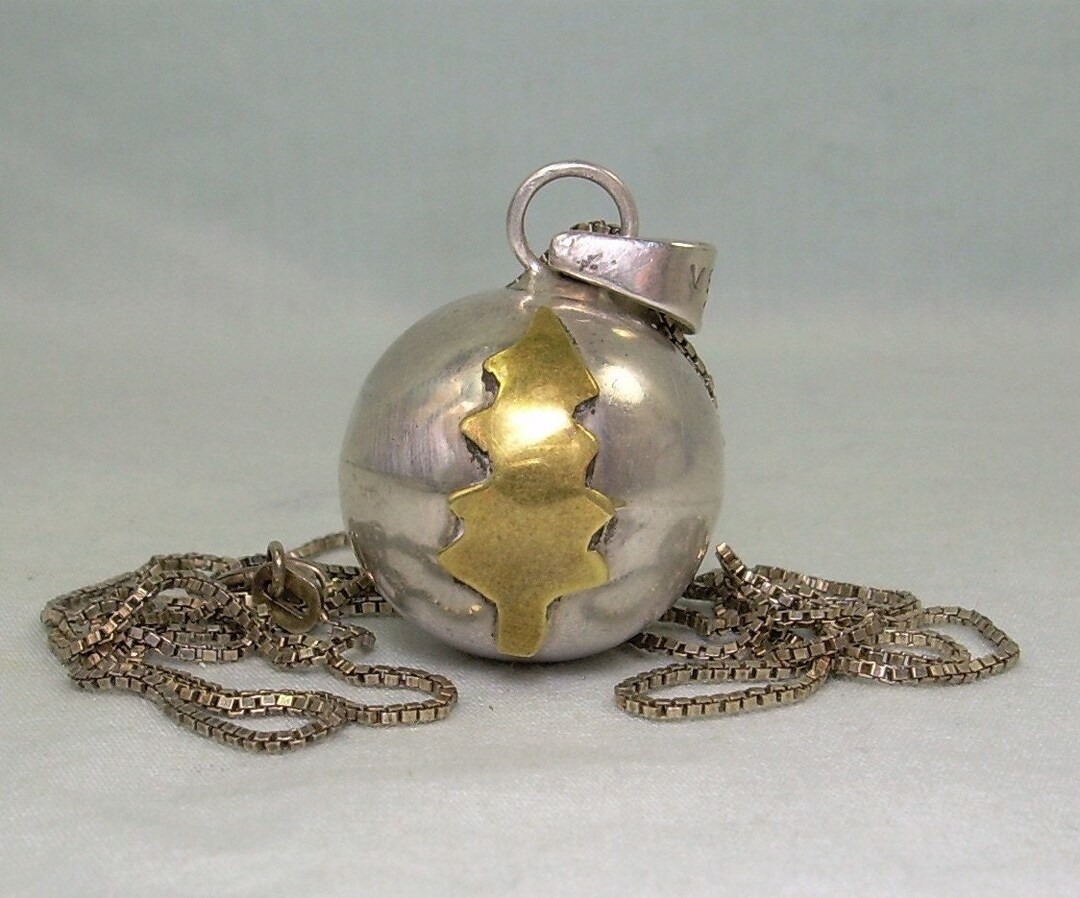 24" STERLING CHRISTMAS TREE Harmony Bell Pendant Charm-vintage 925 ...