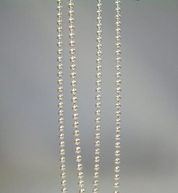 STERLING 20" BALL Chain-Vintage 925 Silver-Italy Hall… - Gem