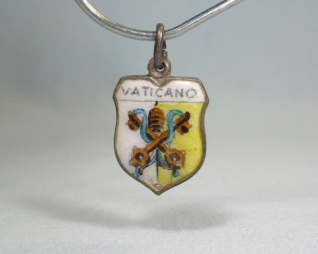 800 SILVER VATICANO VATICAN Travel Shield Charm-vintage Almost Sterling ...