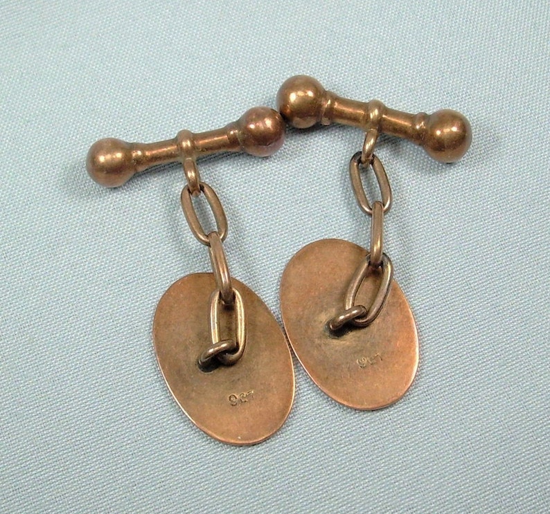 6.9g 9k ROSE GOLD HGT Monogram Cufflinks-vintage Antique Solid 9ct 375 ...
