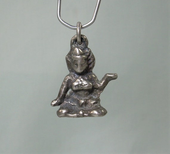 STERLING HINDU GODDESS Lakshmi Charm Pendant-Vintage … - Gem