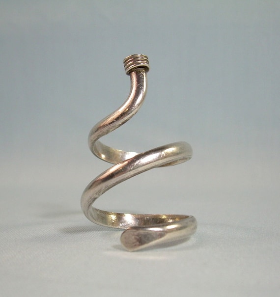 STERLING COILED SPRING Wrap Bypass Band Ring-Vintage … - Gem