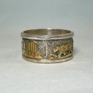 GOLD STERLING STORYTELLER Farmer Band Ring-vintage 12K Gf on 925 Silver ...