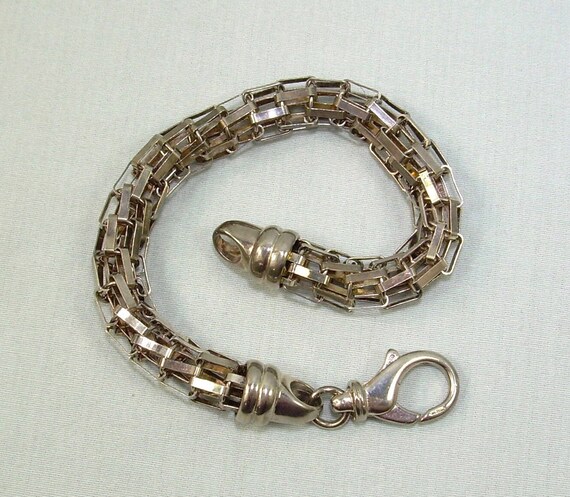 9" STERLING TUBULAR Chain Bracelet-Vintage Italy 925 … - Gem