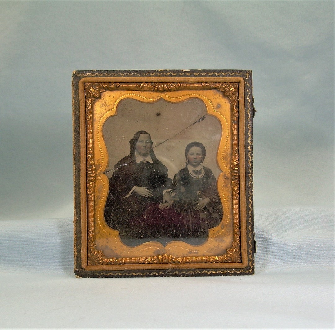 Antique Ambrotype Picture Vintage Copper Black Paper Mache Etsy