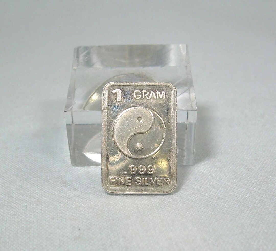 1g PURE SILVER Yin Yang Ingot-vintage Fine .999 One Gram-mini Micro ...