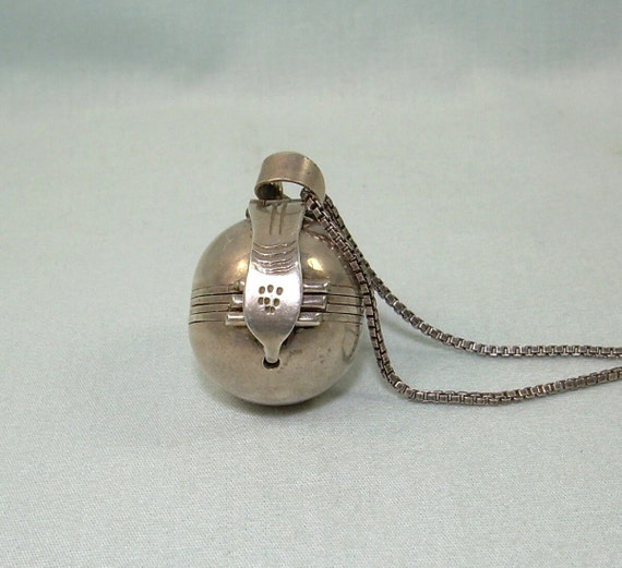 Reserved E-STERLING PHOTO Ball Locket Pendant-24-1/4"… - Gem