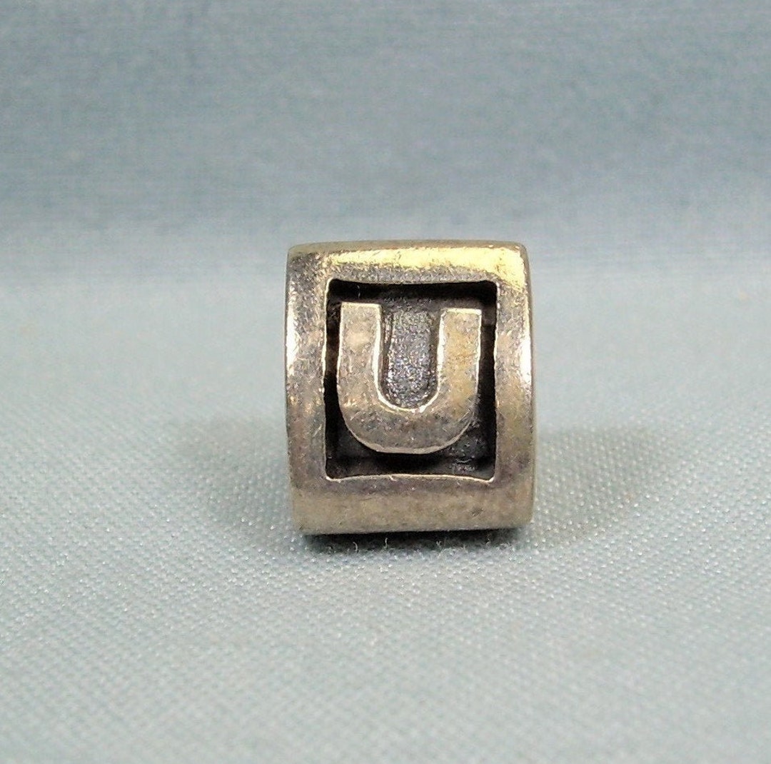 STERLING Pandora-790323u-initial Letter U Signet-european Charm Bead ...