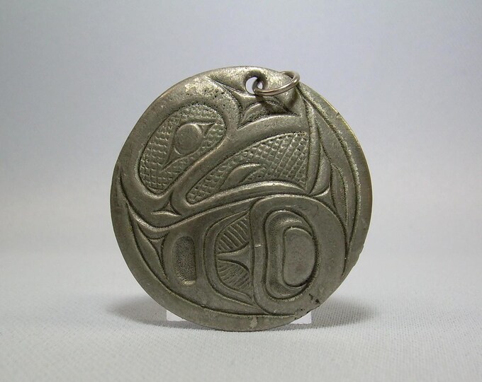 RAVEN BIRD Pendant-vintage Pewter Silver Alloy-canada Artist A Helin ...