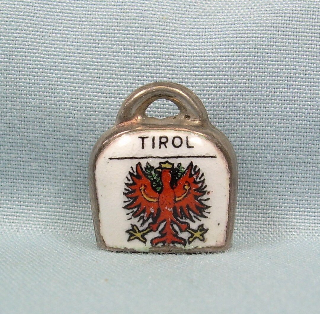 9/16" 800 SILVER ANTIQUE TIROL Austria Cow Bell Charm Pendant-vintage ...