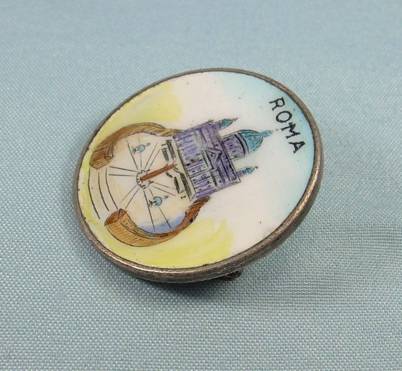 ANTIQUE PORCELAIN ROMA Italy Pin Brooch-vintage Hand Painted - Etsy