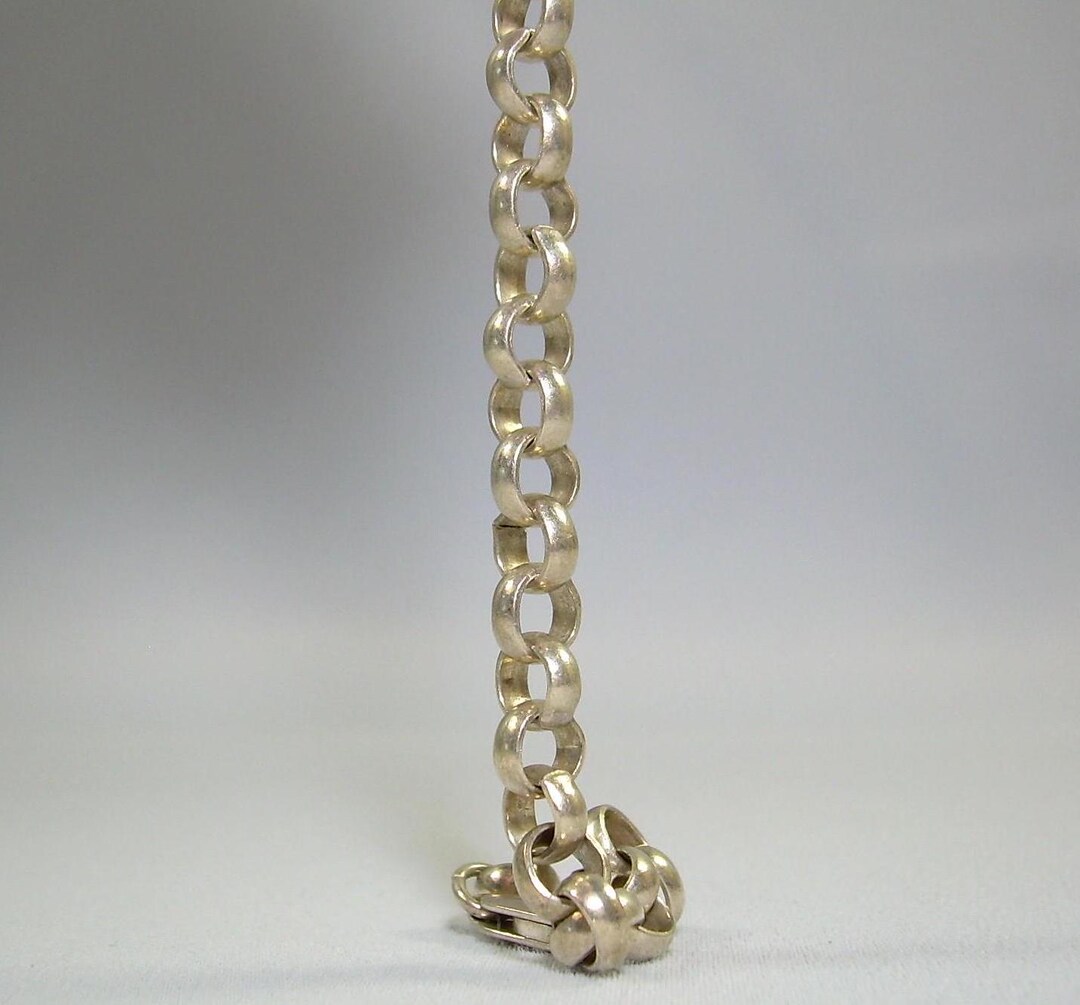 7-1/2 " STERLING ROLO BELCHER Chain Bracelet-vintage 925 Silver ...