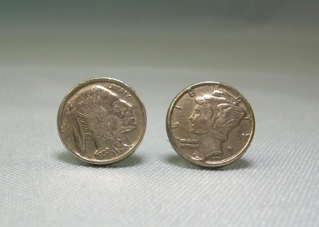 3/8" STERLING MINI COINS Post Stud Earrings-vintage 925 Silver-replica ...