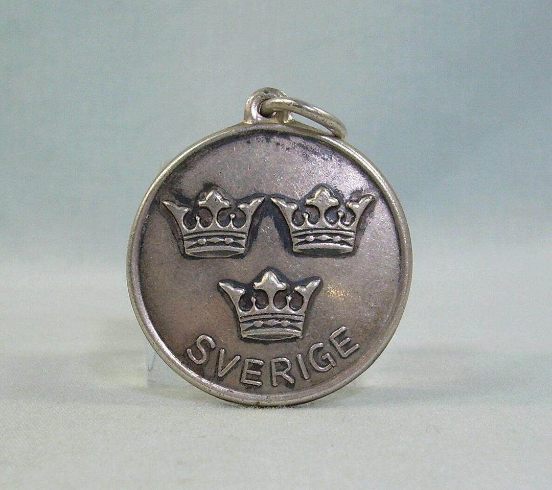 830 SILVER SWEDEN SVERIGE Charm Fob Pendant-vintage Almost Sterling ...