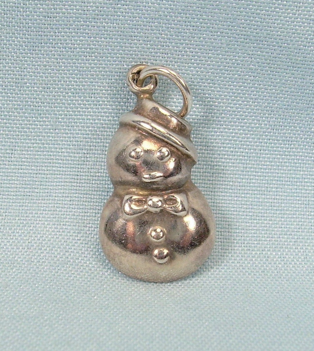 STERLING FROSTY SNOWMAN Pendant Charm-vintage 925 Silver-bow Tie ...