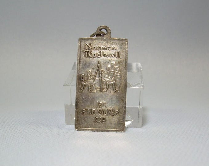 1g PURE SILVER INGOT Pendant Charm-int'l Monetary Mint Norman Rockwell ...