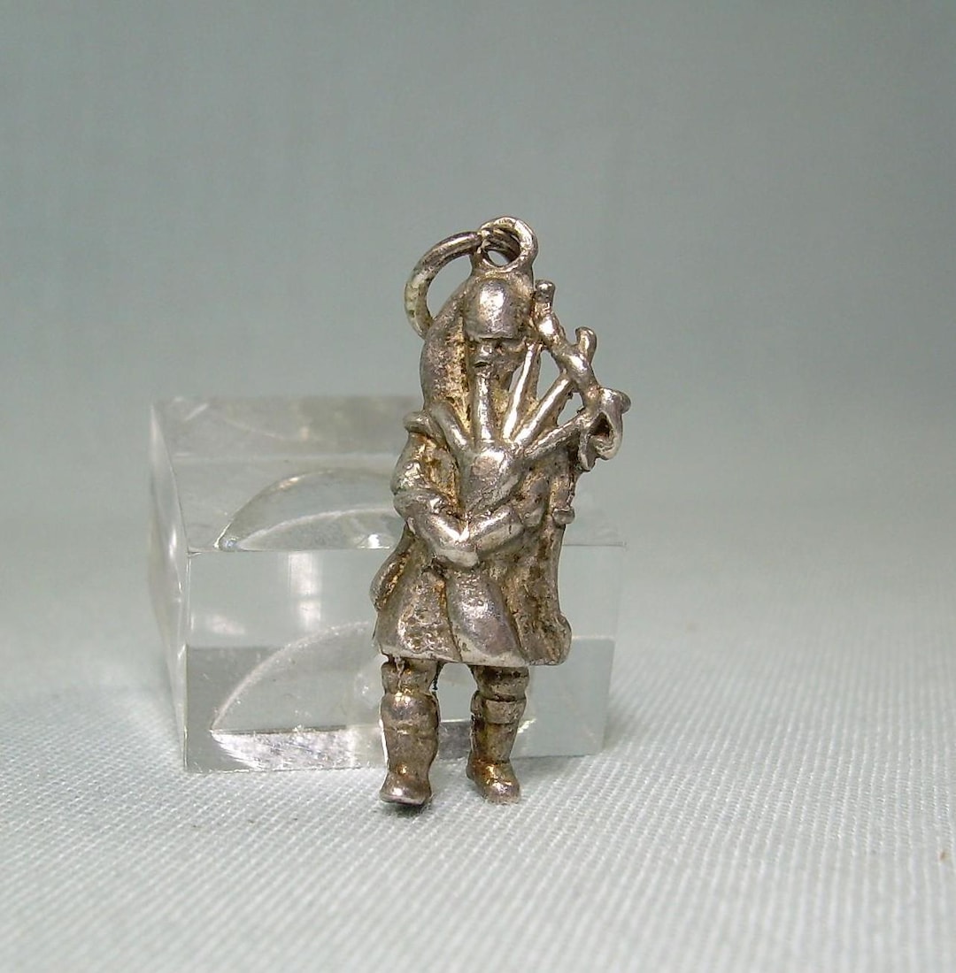 STERLING BAGPIPES PIPER Charm Pendant-vintage 925 Silver-gaelic Scot ...