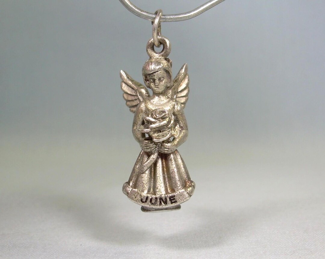 STERLING JUNE CREED Guardian Angel Charm Pendant-vintage 925 Silver ...