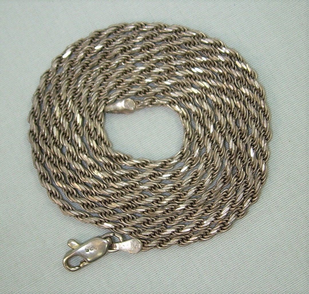 30-1/2 STERLING ROPE Italian Chain Necklace-vintage 925 Silver-2.25mm ...