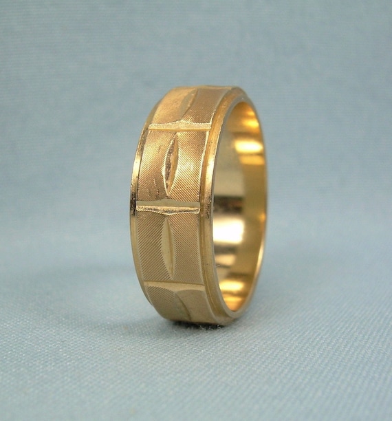 5g 14K ARTCARVED Extra Wide Band Ring-vintage Yellow Gold 14kt | Etsy