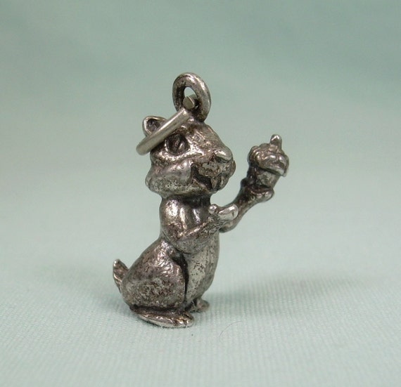 STERLING CHIPMUNK GOPHER Holds Acorn Charm Pendant-vintage 925 - Etsy