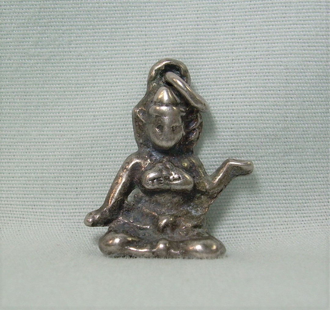 STERLING HINDU GODDESS Lakshmi Charm Pendant-vintage 925 Silver-hindi ...