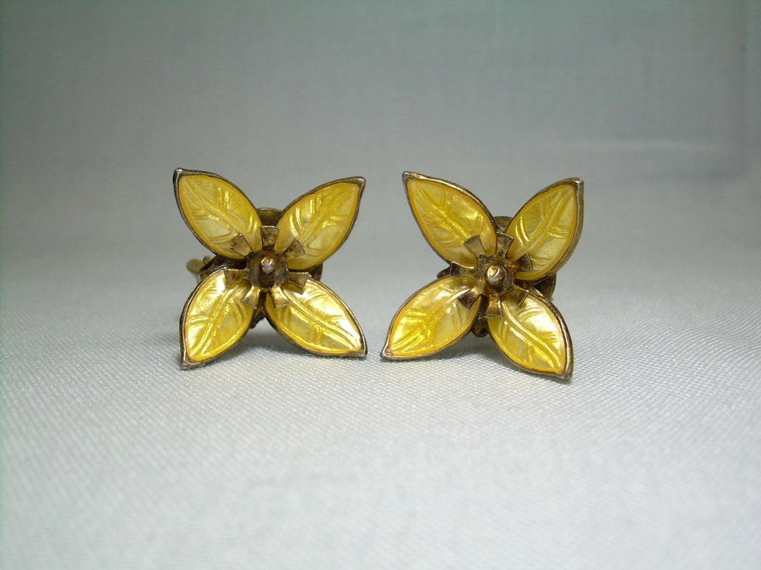 830 Silver NORWEGIAN Flower Blossoms Clip on Earrings-vintage Gold on ...