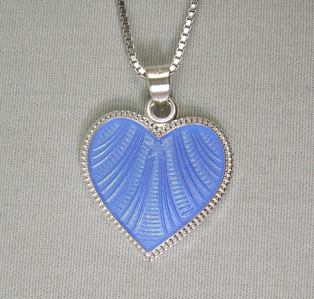 STERLING LORDS PRAYER Norwegian Heart Pendant on Chain Necklace-vintage ...