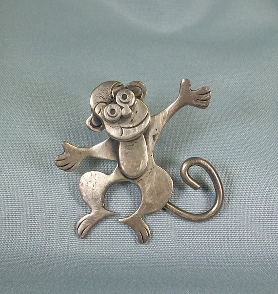 Chinese Zodiac Horoscope Silver Monkey Pendant - Gem