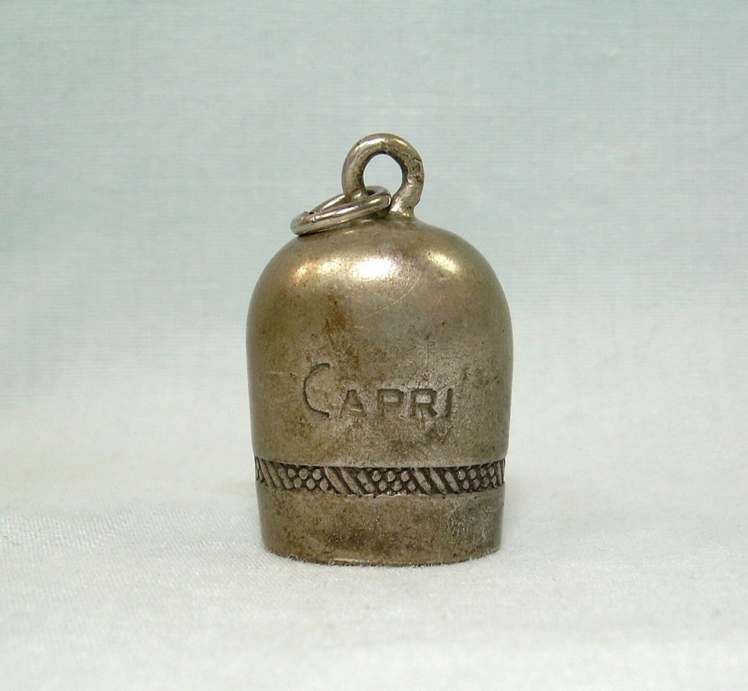 800 SILVER CAPRI 1944 Bell Charm Pendant-vintage Antique Almost ...