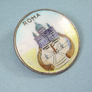 ANTIQUE PORCELAIN ROMA Italy Pin Brooch-vintage Hand Painted Enamel ...
