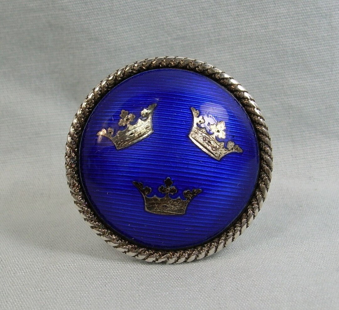 1" 830 SILVER SWEDISH Crown Brooch Pin-vintage Almost Sterling ...