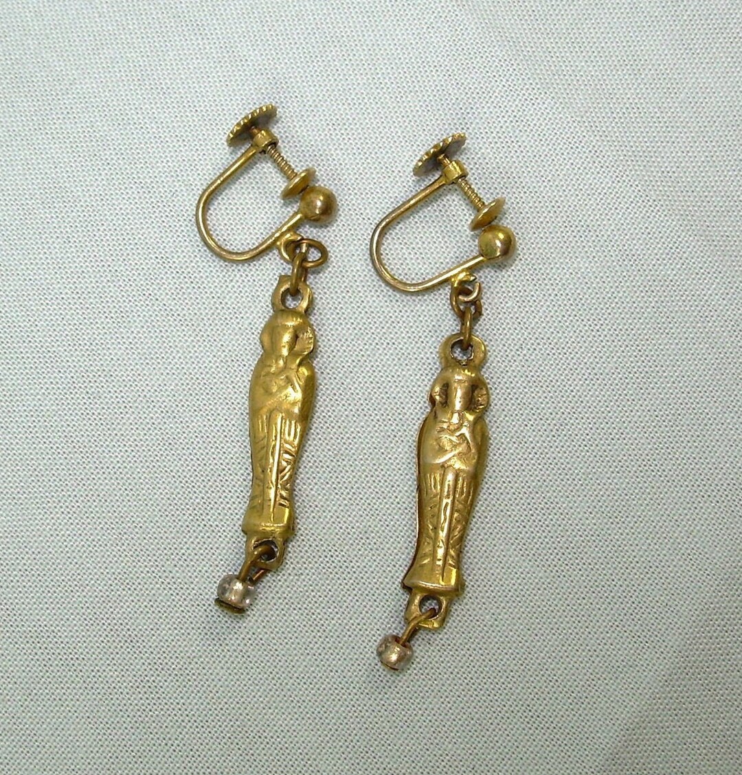 835 SILVER SARCOPHAGUS MUMMY Screw Back Earrings-vintage Gold on Almost ...
