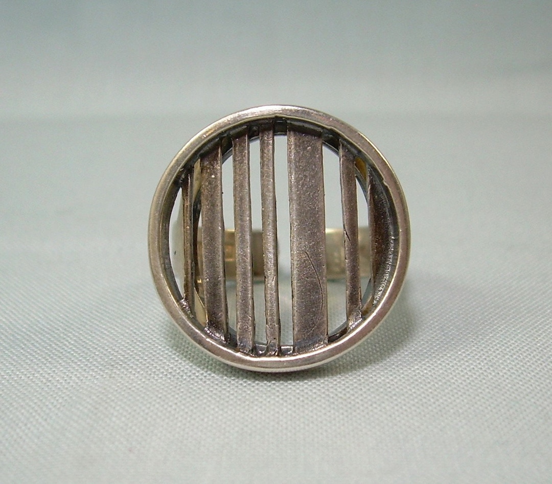 830 SILVER FINNISH MODERNIST Ring-vintage Sterling-designer Jorma Laine ...