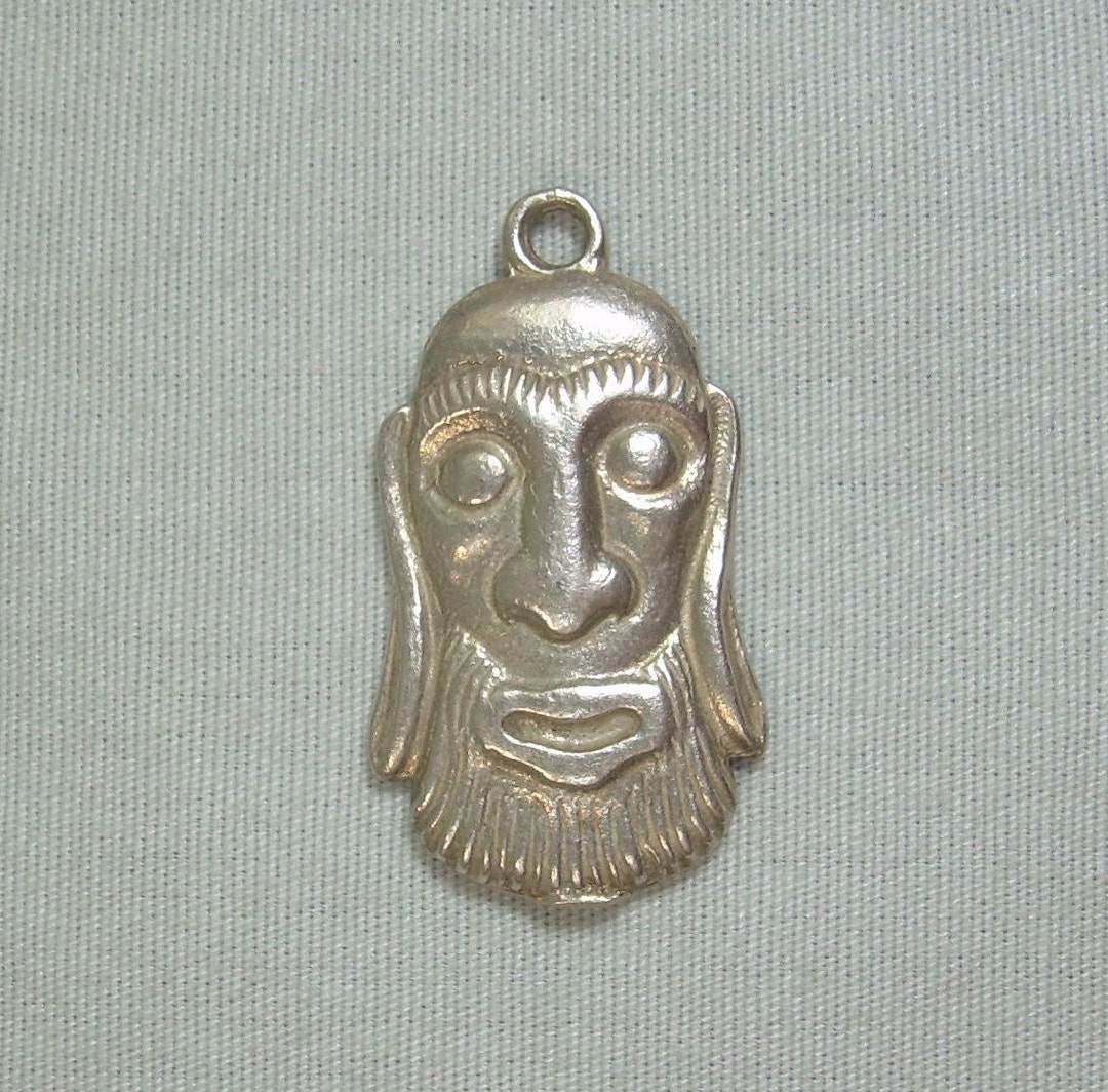 830 SILVER KON-TIKI Sun God Face Pendant Necklace-vintage Almost ...
