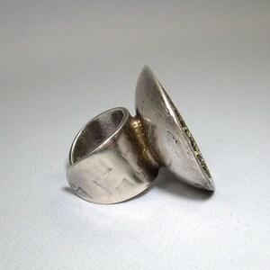 DENMARK HUGE MODERNIST Ring-vintage Silver Plated-j Hull Hallmark-heavy ...