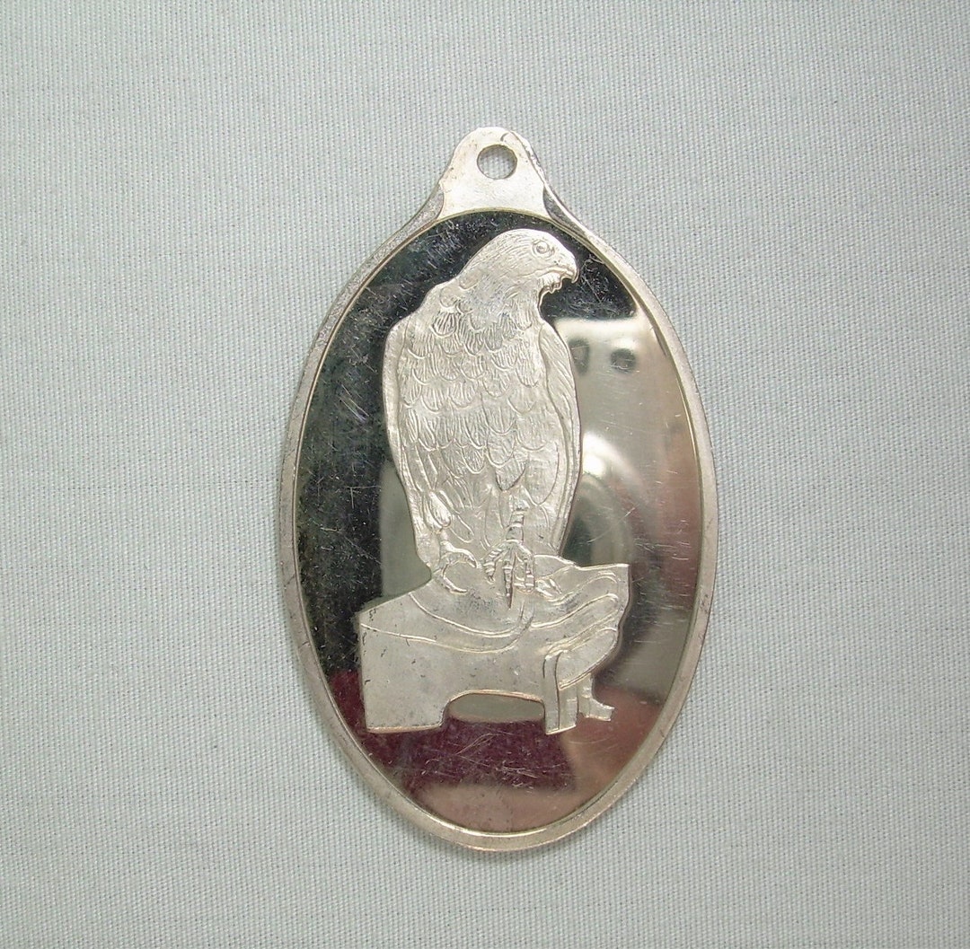 2" SUISSE PAMP 999 SILVER Falcon Ingot Pendant Ornament-vintage Fine ...