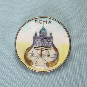 ANTIQUE PORCELAIN ROMA Italy Pin Brooch-vintage Hand Painted Enamel ...