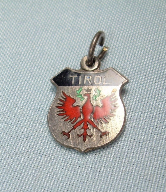 900 SILVER TIROL AUSTRIA Crest Travel Shield Charm Pe… - Gem