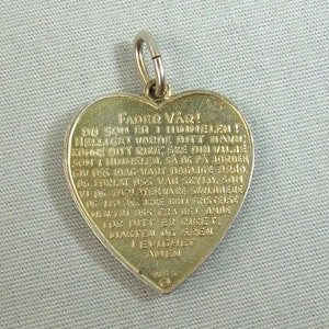 STERLING LORDS PRAYER Norwegian Heart Pendant-vintage Guilloche 925 ...
