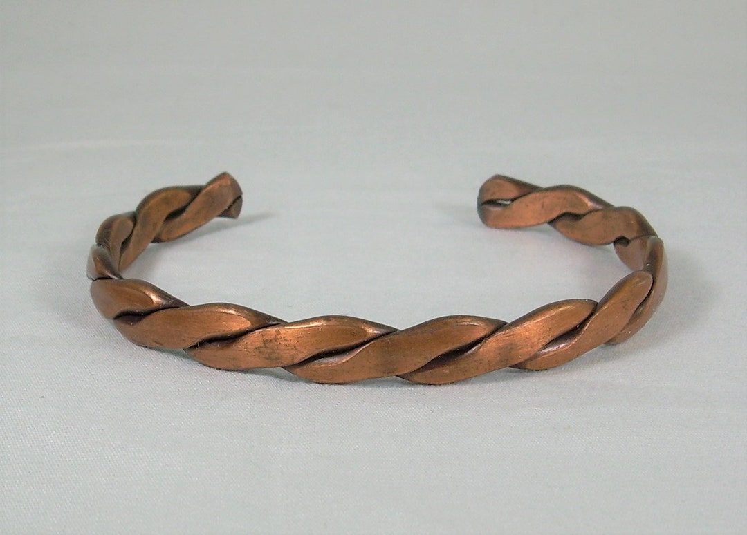 COPPER Braided Cuff Bracelet-vintage Chunky Sturdy-ethnic Southwest ...