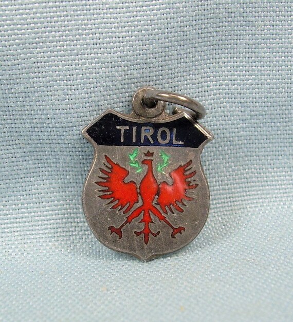 900 SILVER TIROL AUSTRIA Crest Travel Shield Charm Pe… - Gem